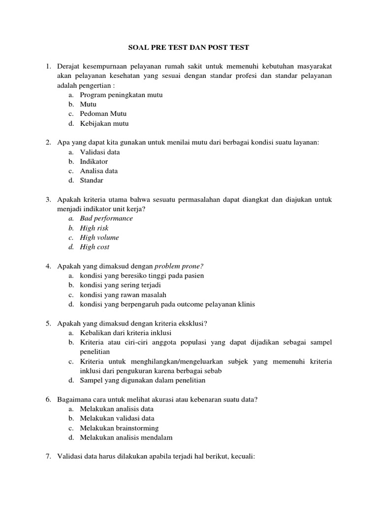 Soal Pre Test Dan Post Test | PDF