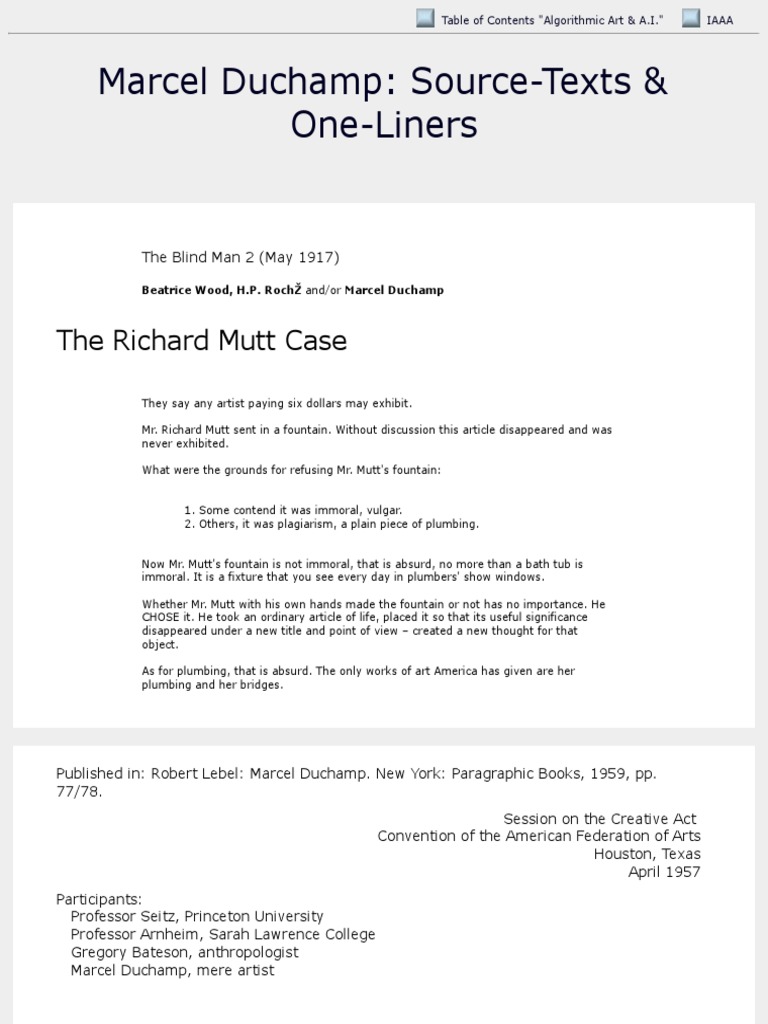 Marcel Duchamp PDF | PDF | Aesthetics | Intuition