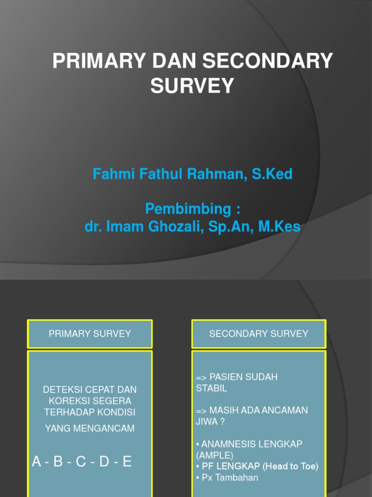Primary and Secondary Survey Overview | PDF