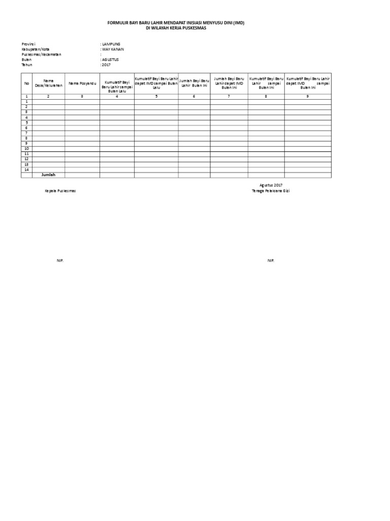 Format Laporan Bulanan Puskesmas | PDF
