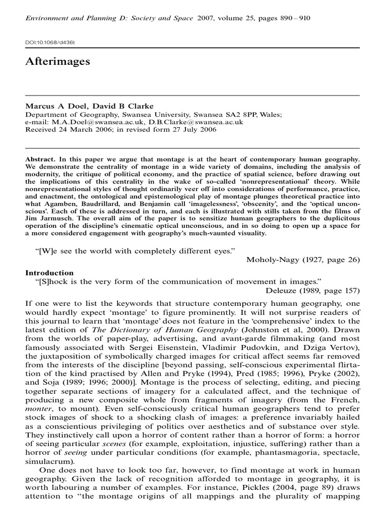 Marcus A Doel, David B Clarke - Afterimages | PDF | Geography | Commodity