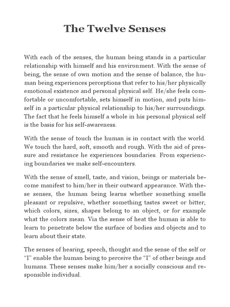 The Twelve Senses | PDF | Senses | Experimental Psychology