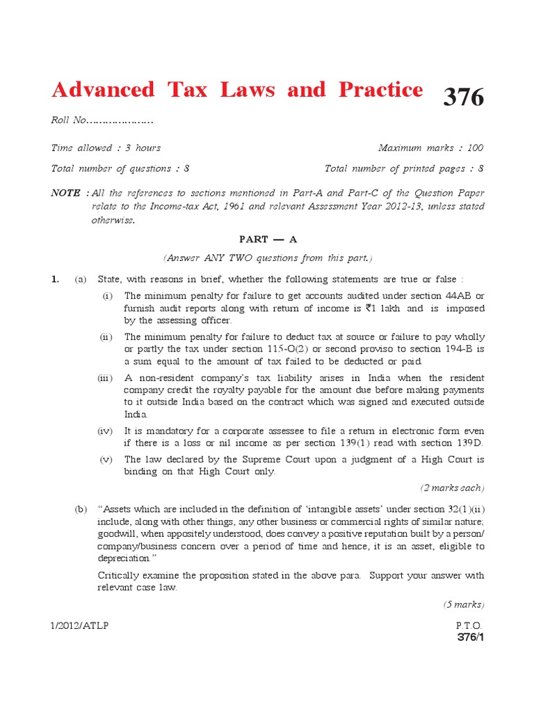 Advanced Tax Laws and Practice | PDF | Excise | Taxation