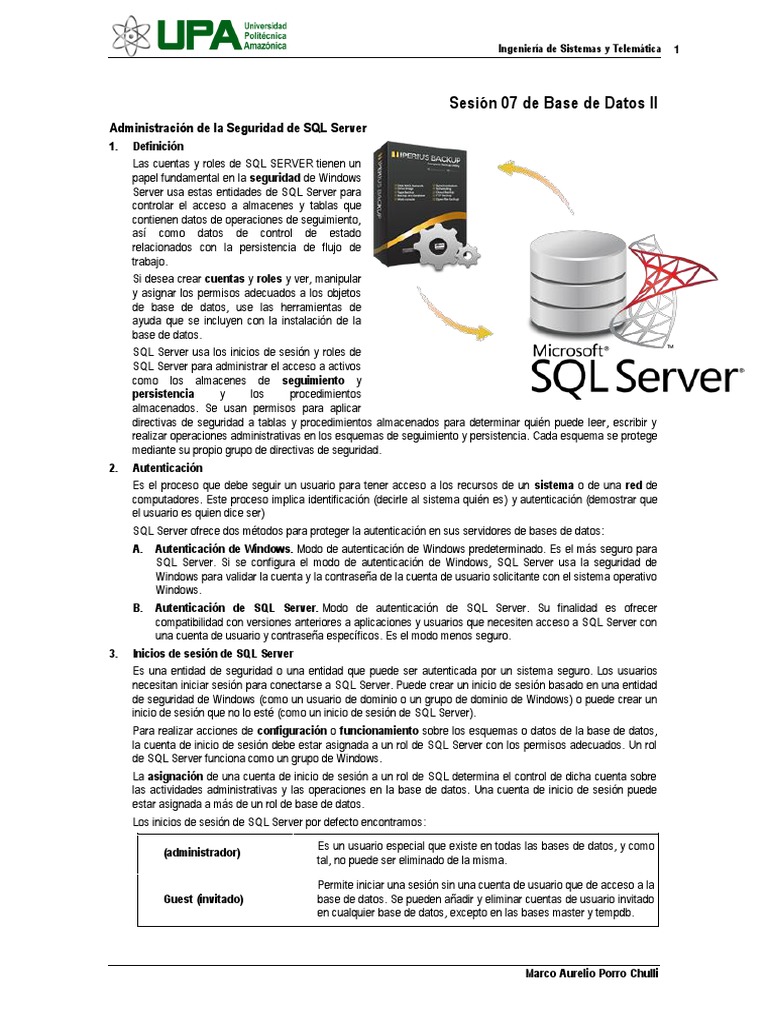 Administración de La Seguridad de SQL Server | PDF | Servidor SQL de ...