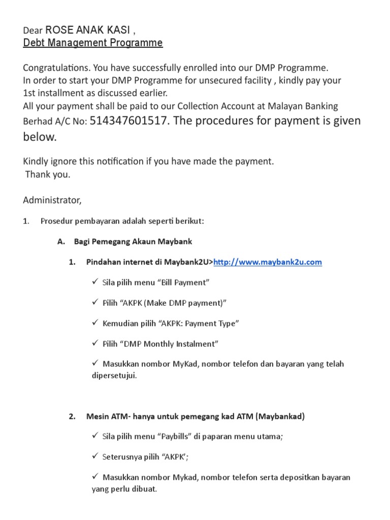 AKPK DMP Payment Methods via Maybank | PDF | Finance & Money Management
