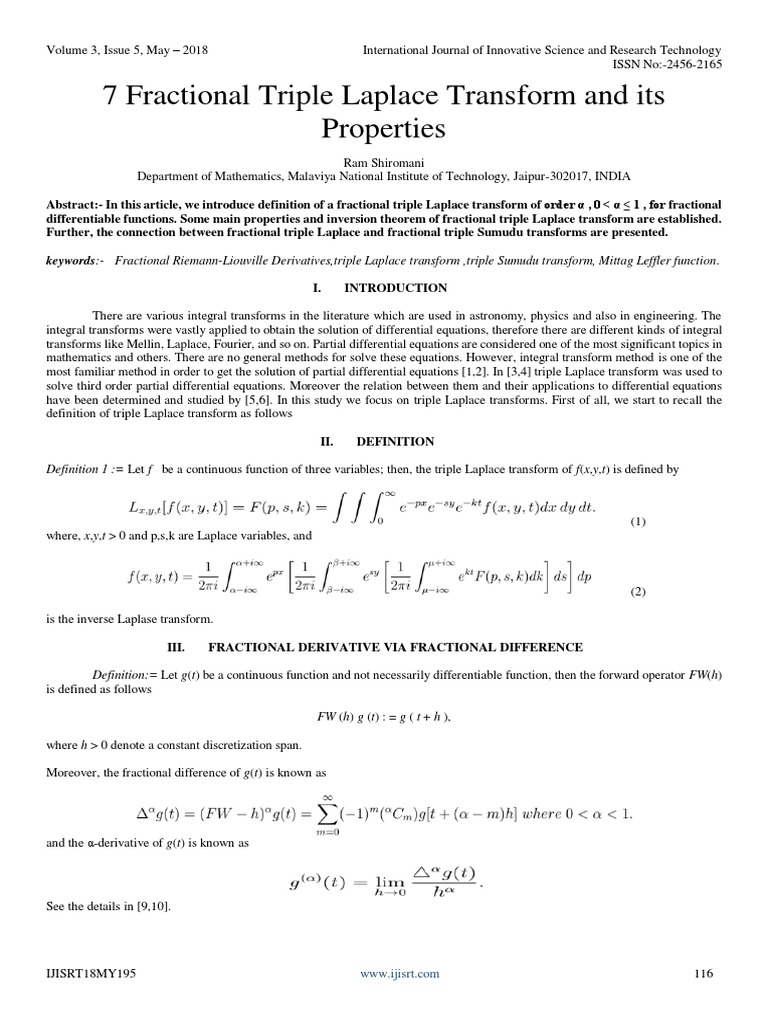 7 Fractional Triple Laplace Transform And Its Properties Pdf