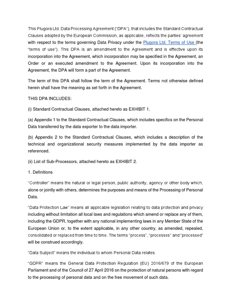 Data Processing Agreement Plugnpaid | PDF | Computer Security | Security