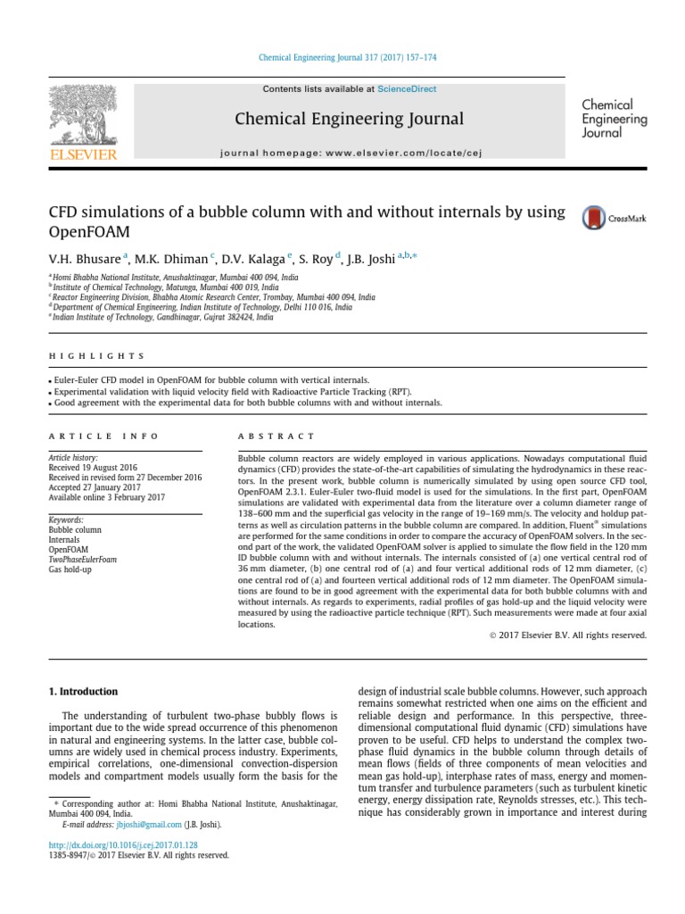 CFD Simulations of A Bubble Column With and Without Internals by Using OpenFOAM | PDF ...