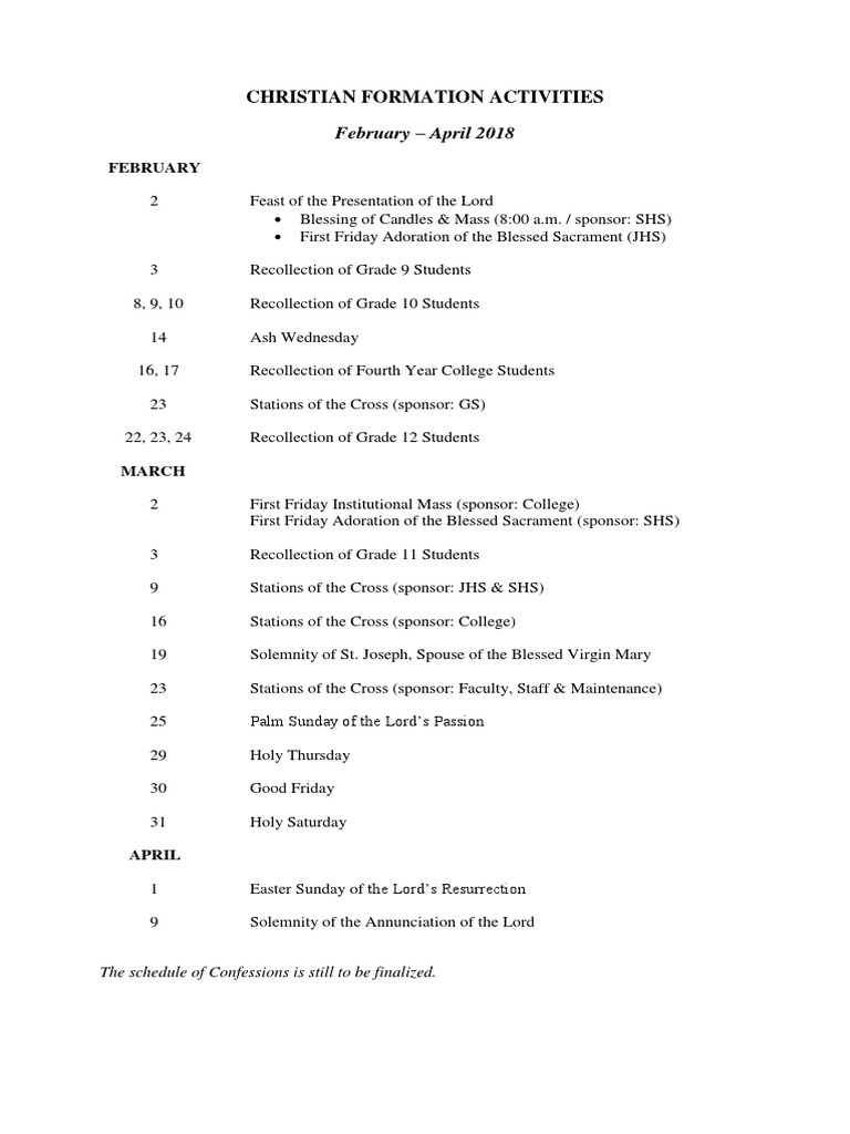 Christian Formation Activities | PDF | Mass (Liturgy) | Prophets And ...
