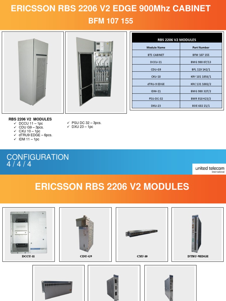 Ericsson RBS2206 V2 EDGE 900Mhz Cabinet | PDF