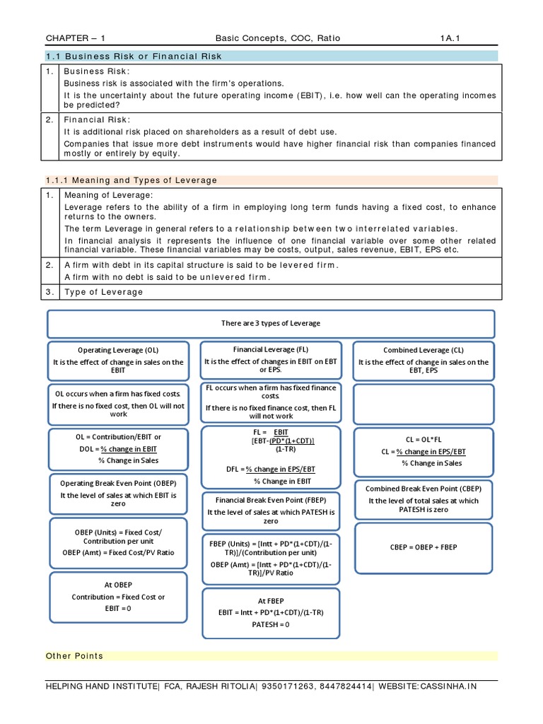 CH 01 Basic Concepts R04 Notes | PDF | Equity (Finance) | Cost Of Capital