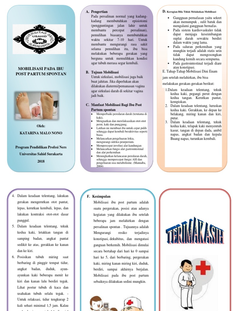 Leaflet Mobilisasi Post Partum | PDF