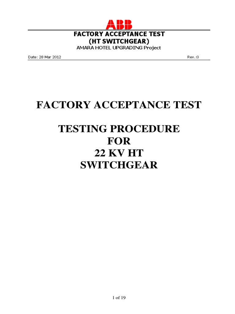 ABB Relay Factory Acceptance Test | PDF | Relay | Switch