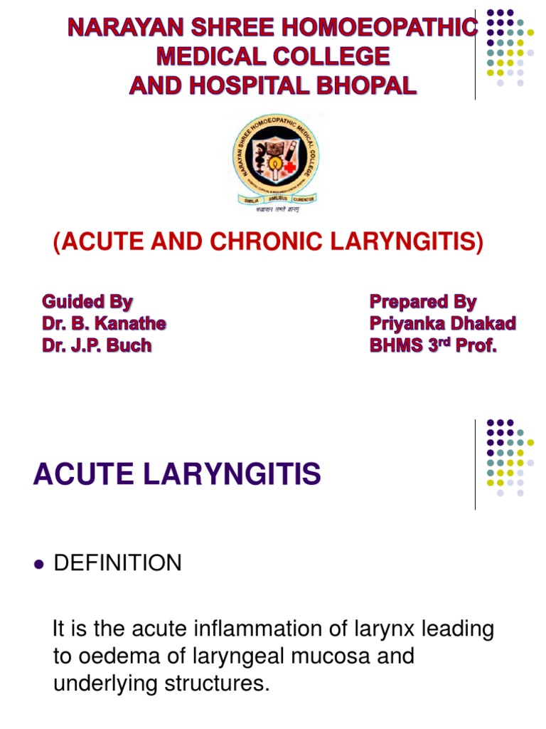 Acute and Chronic Laryngitis | PDF | Larynx | Otorhinolaryngology