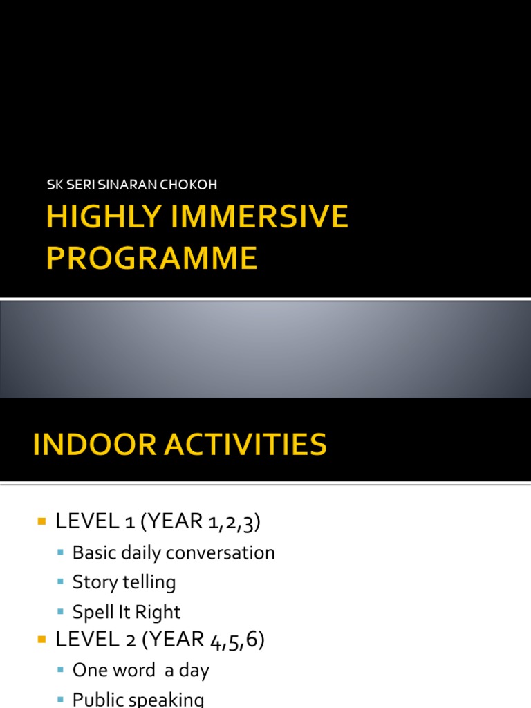 Highly Immersive Programme | PDF