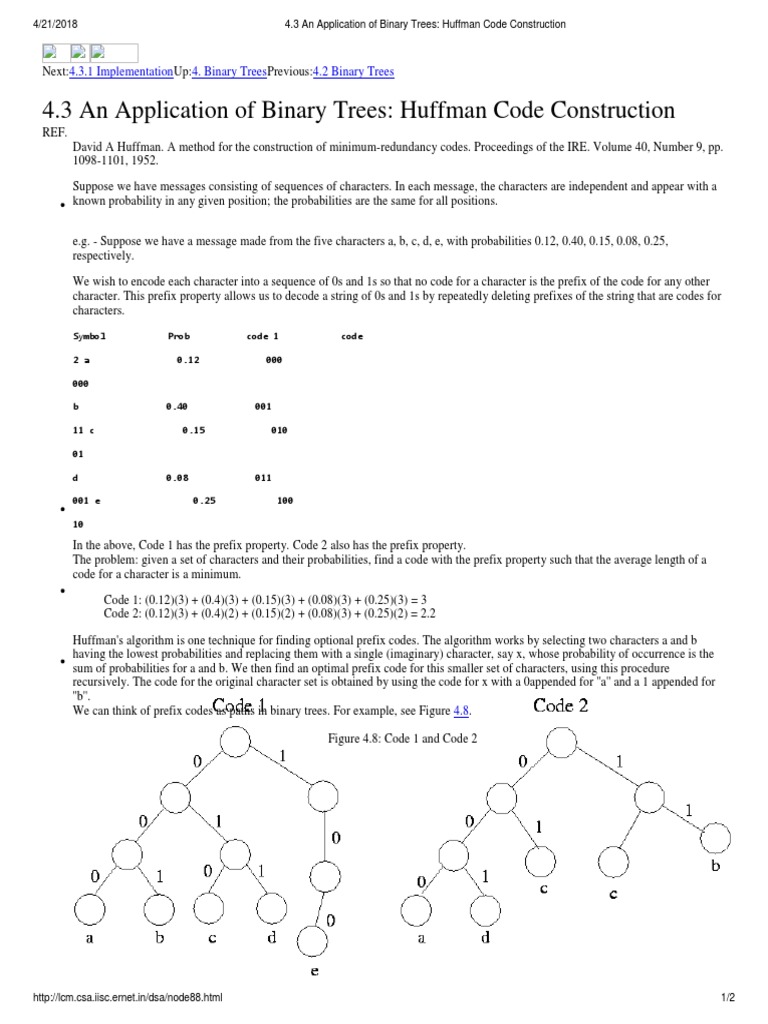 4.3 an Application of Binary Trees_ Huffman Code Construction (1 ...