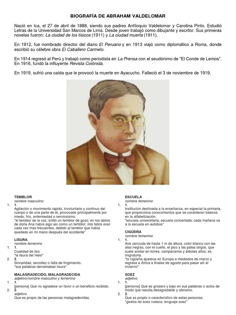 Biografía de Abraham Valdelomar | PDF