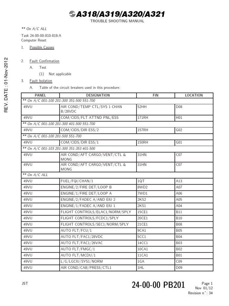 Airbus A320 Series Computer Reset Guide | PDF | Manufactured Goods ...