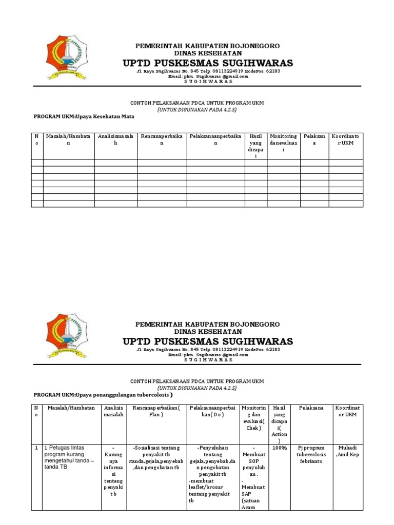 Contoh Form Monitoring Pelaksanaan Kegiatan Ukm | PDF