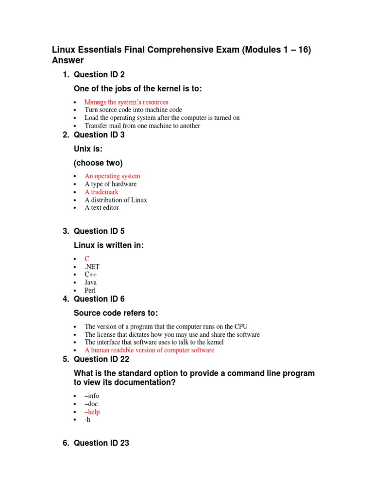 Linux Essentials Final Comprehensive Exam | PDF | Data Compression | Command Line Interface