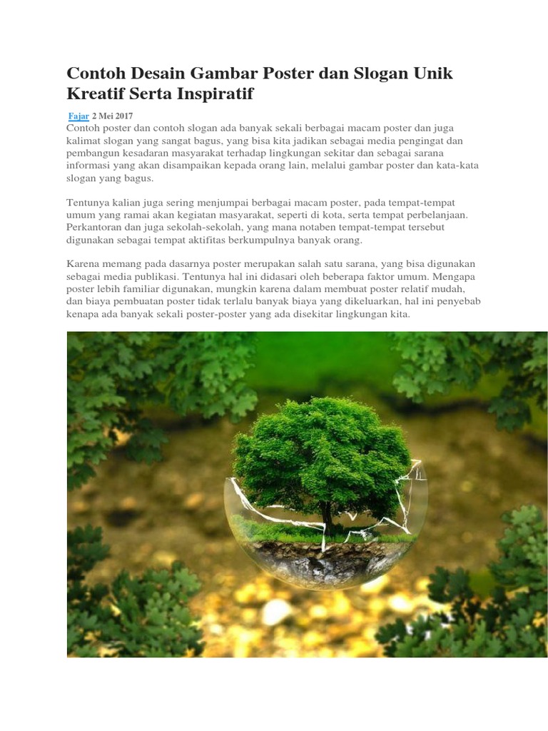 Contoh Desain Gambar Poster Dan Slogan Unik Kreatif Serta Inspiratif | PDF