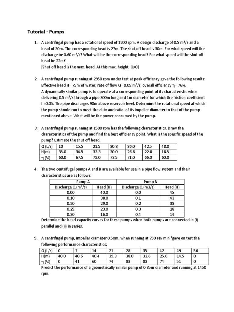 Tutorial Pumps | PDF | Pump | Fluid Dynamics
