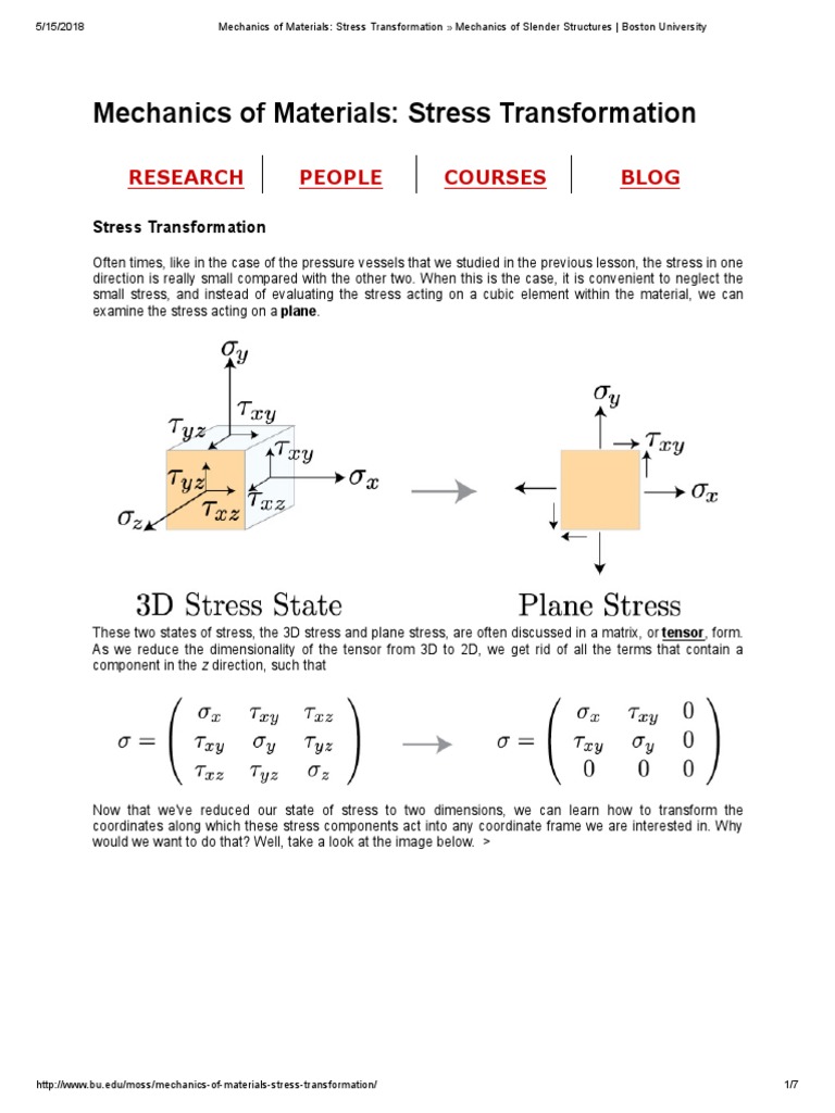 Stress Transformation | PDF | Stress (Mechanics) | Trigonometric Functions