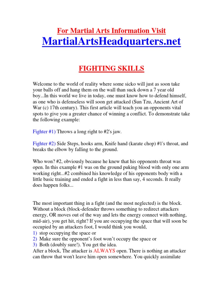 Essential Fighting Skills Guide | PDF