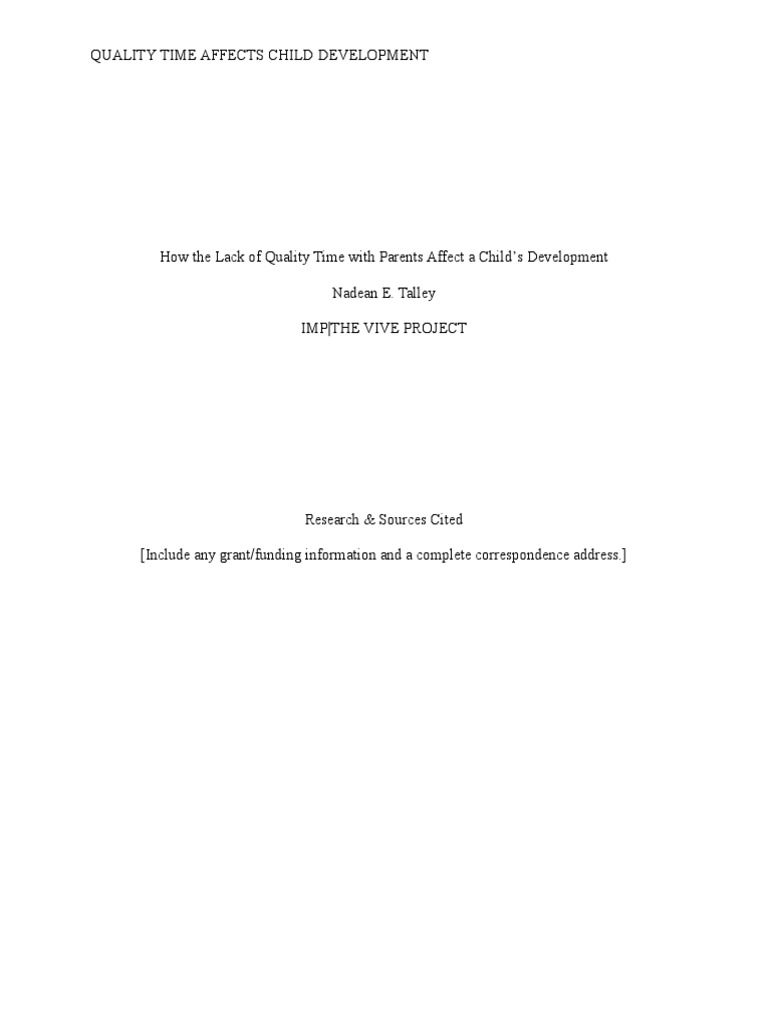Impact of Quality Time on Child Growth | PDF | Child Development ...