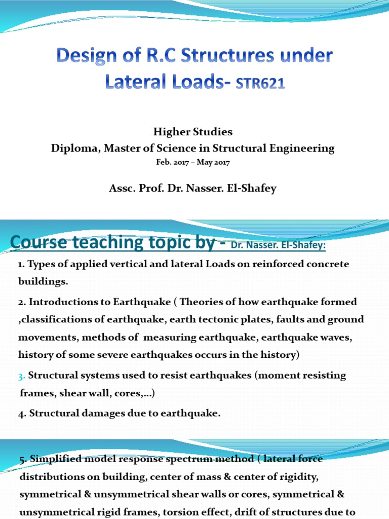Structural Engineering Course Guide | PDF | Structural Load | Earthquakes