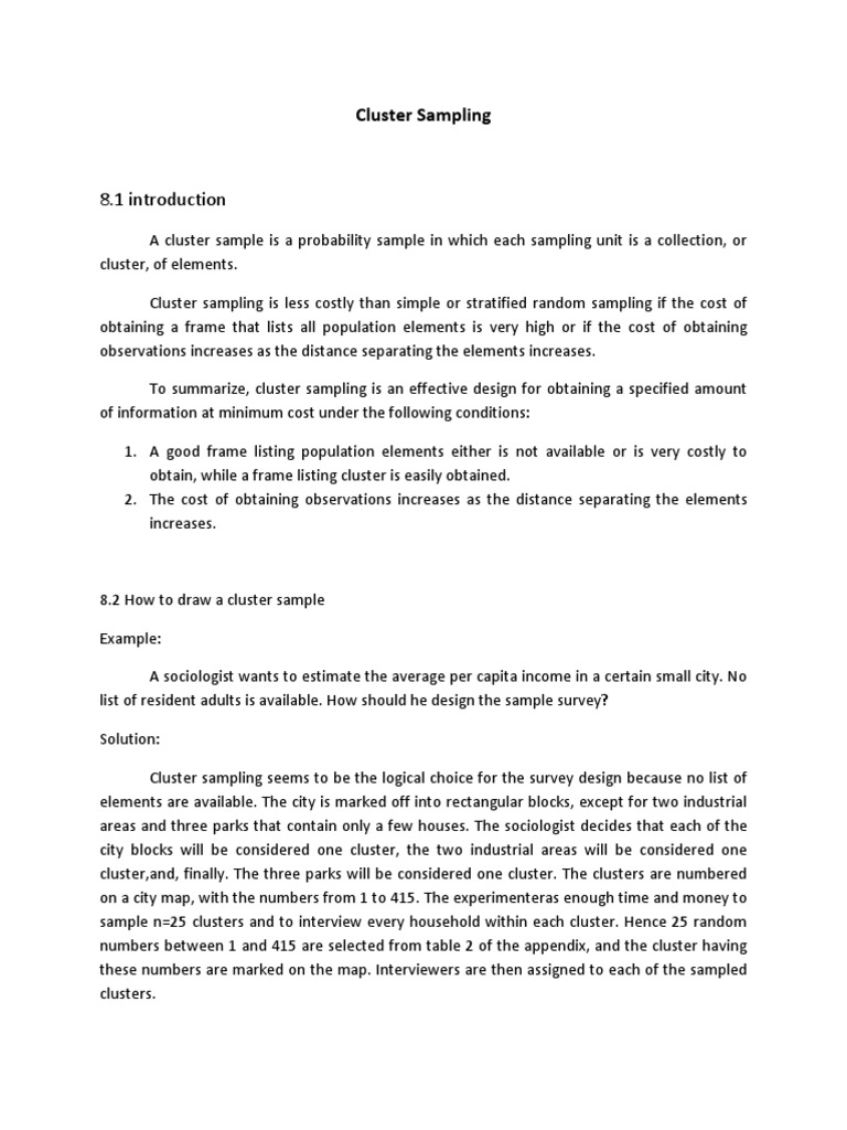 Cluster Sampling | PDF | Estimator | Estimation Theory