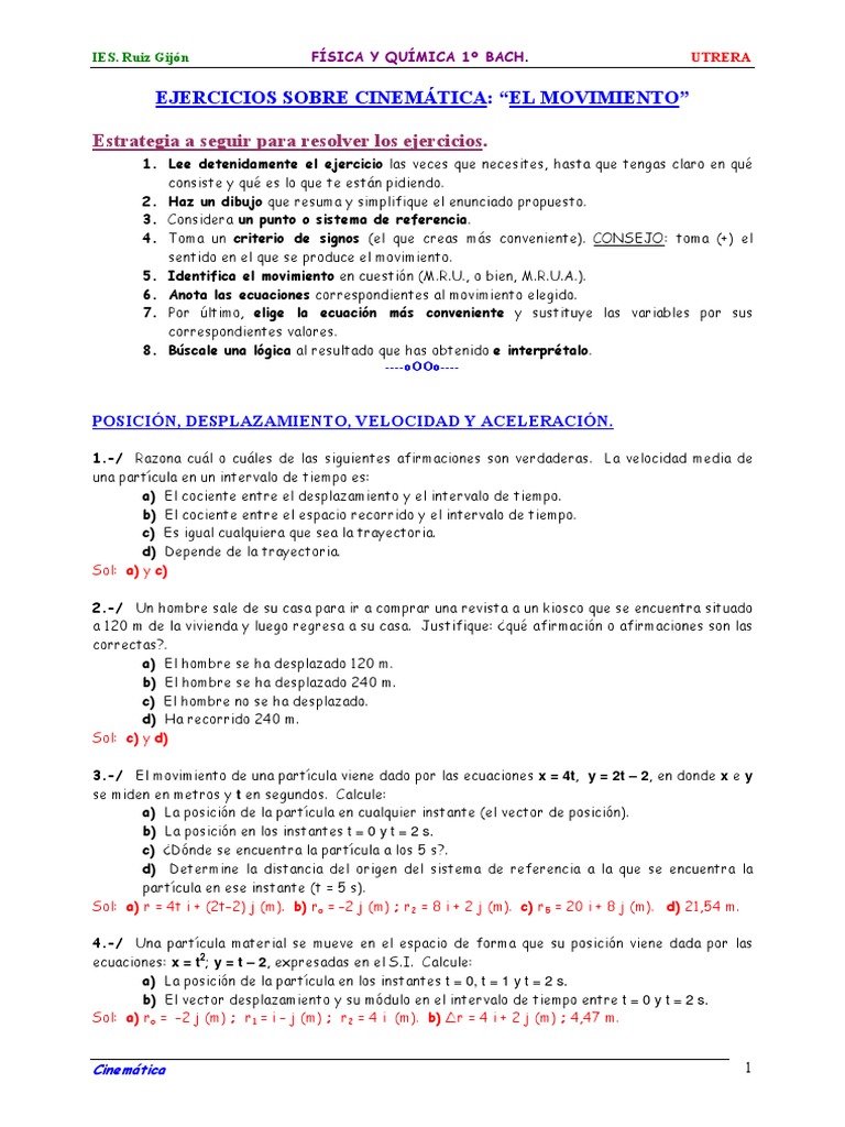 Ejercicios de cinemática | Movimiento (Física) | Aceleración