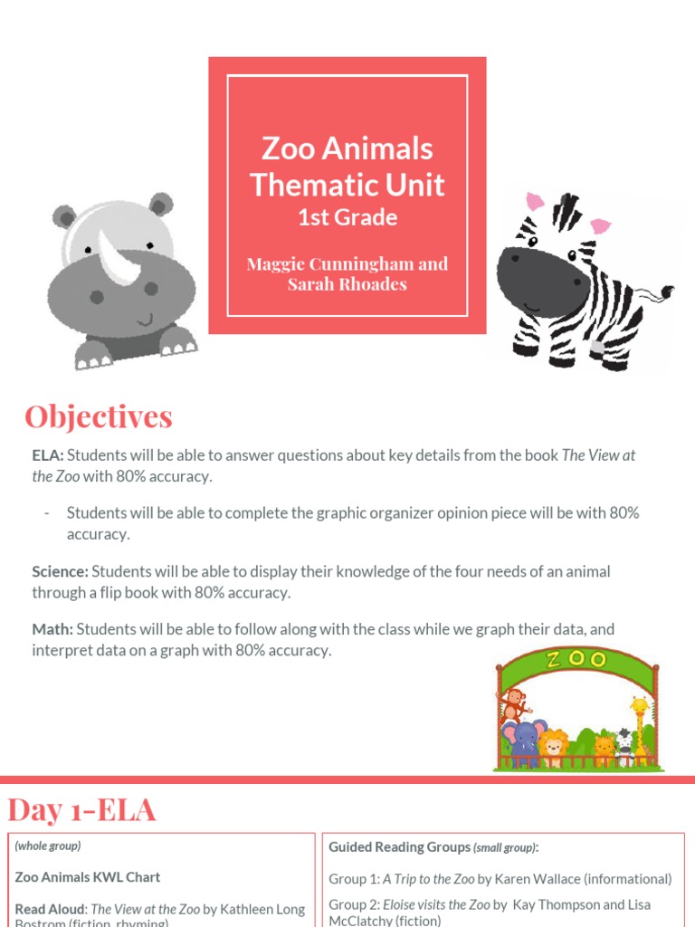 Zoo Aminals - Thematic Unit | PDF | Phonics | Reading Comprehension