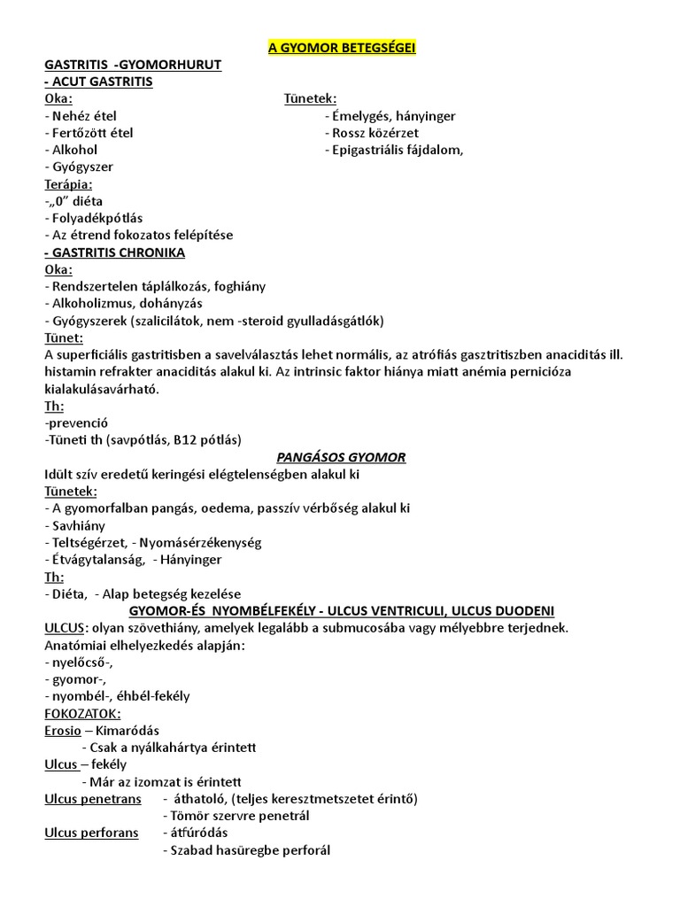 A Gyomor Betegségei | PDF
