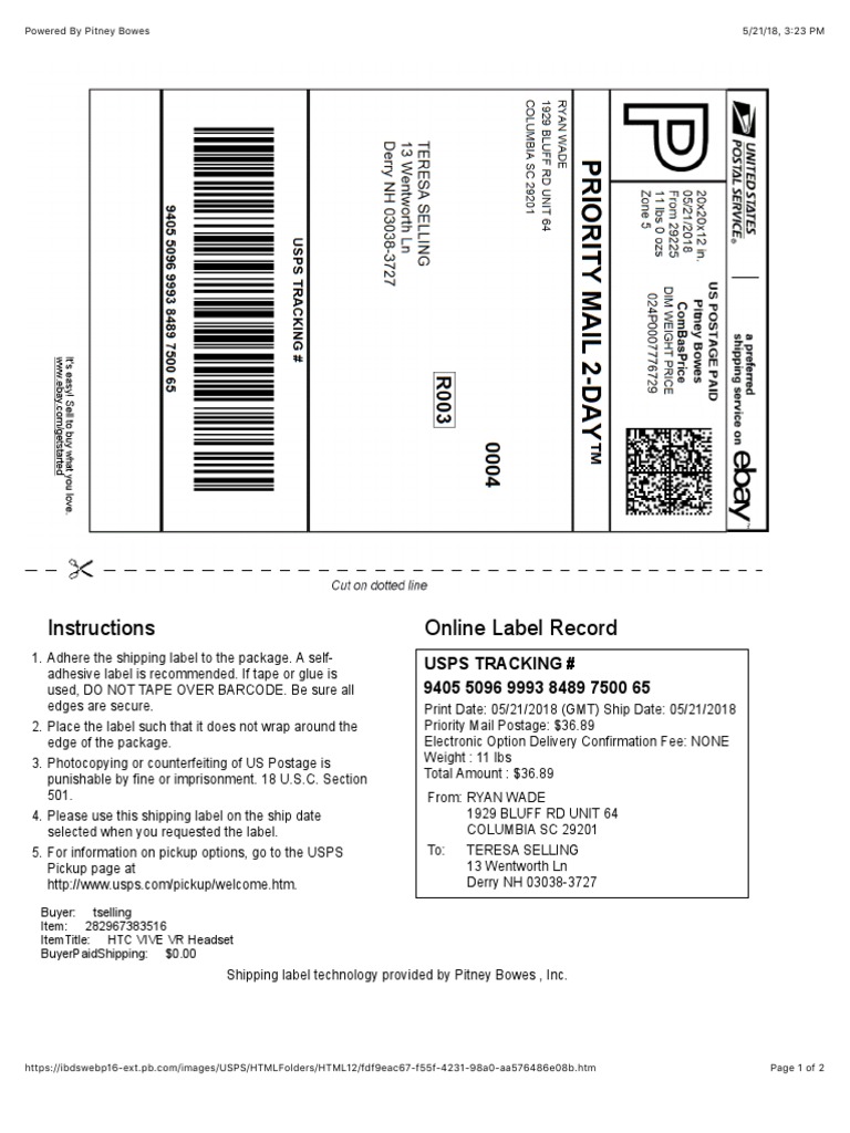 Vive Shipping Label 2 | PDF