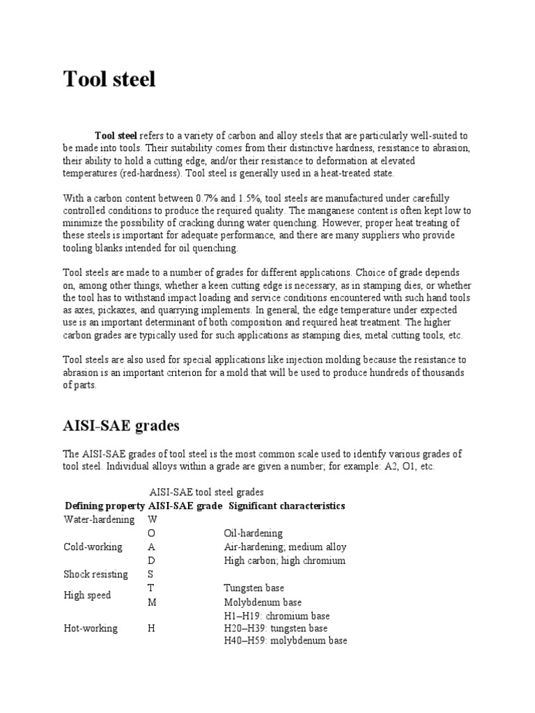 Tool Steel: AISI-SAE Grades | PDF | Steel | Procedural Knowledge