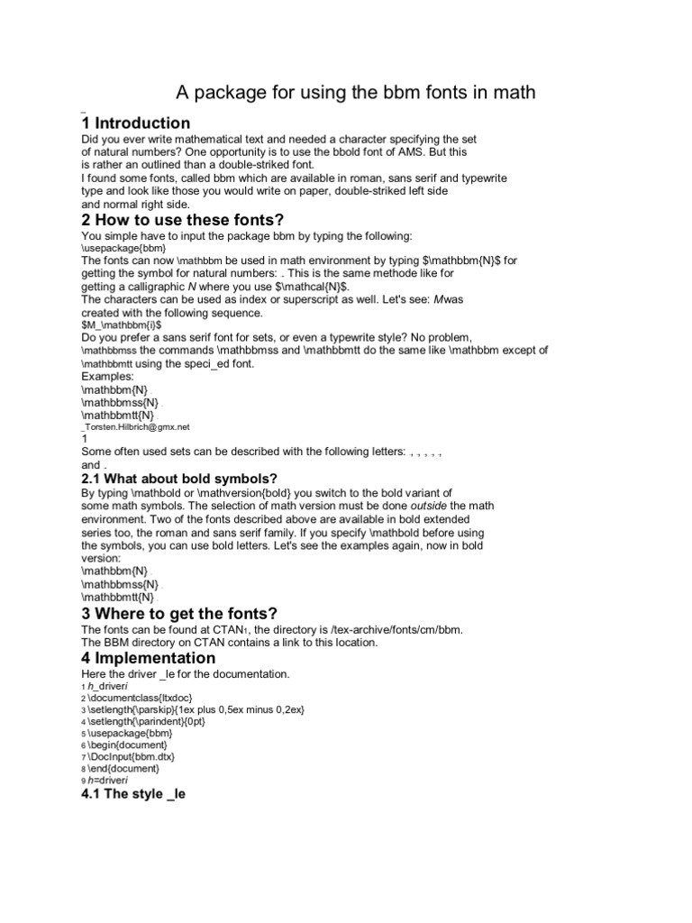 A Package For Using The BBM Fonts in Math | PDF | Typefaces | Typography