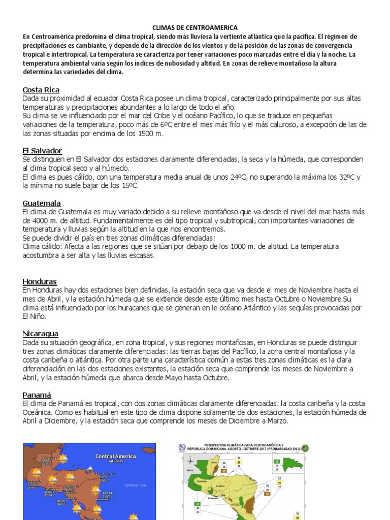 Climas de Centroamérica: Tipos y Características | PDF | Zona tropical ...