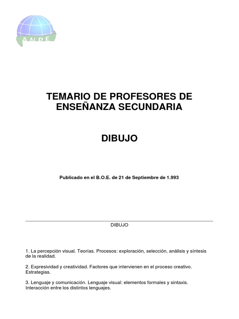 Temario Dibujo | Descargar gratis PDF | Educación Secundaria | Dibujo