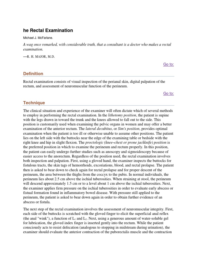 Rectal Examination | PDF | Rectum | Pelvis