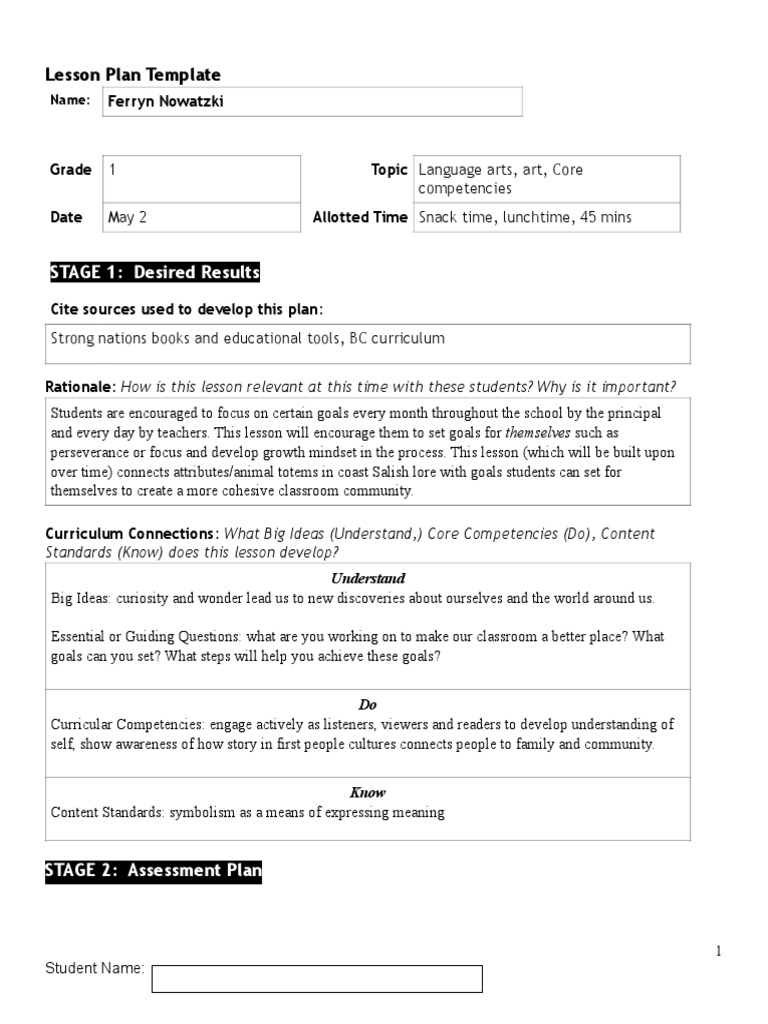 Goal Setting Lesson Plan Template | PDF | Curriculum | Lesson Plan