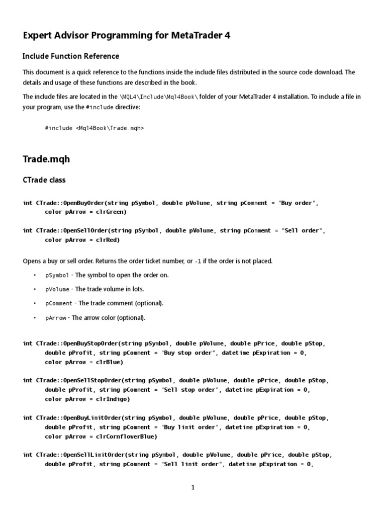MQL4 Function Reference | PDF | Order (Exchange) | Integer (Computer ...