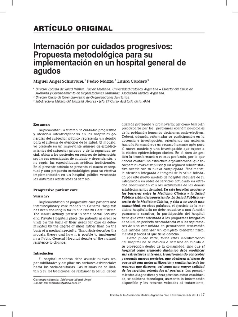 Internación Por Cuidados Progresivos PDF | PDF | Hospital | Enfermería