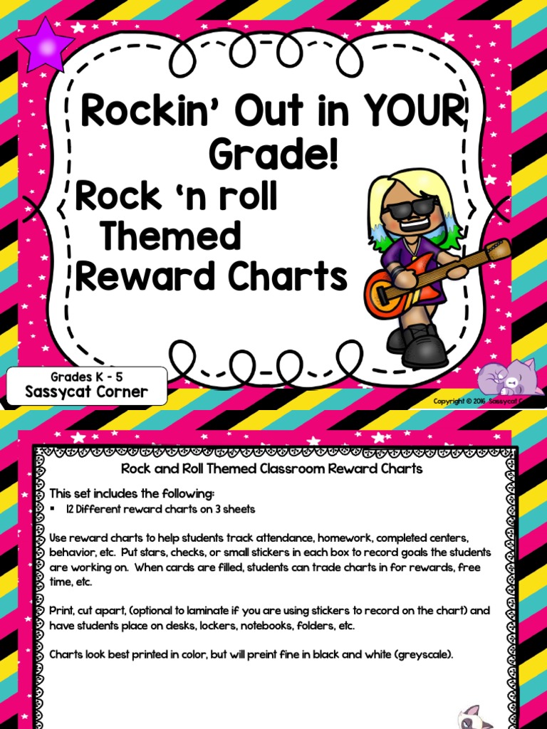 Rockandroll Rockstar Reward Charts Cards | PDF
