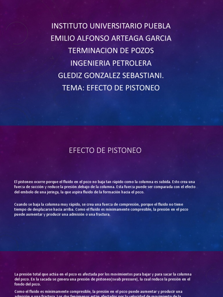 Efecto Pistoneo | PDF | Fuerza | Presión