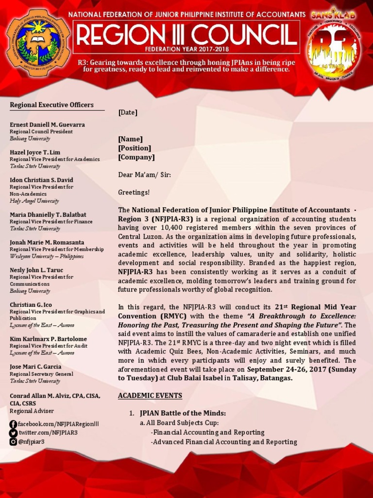 Nfjpiar3 1718 21st-RMYC Sponsorship-Letter | PDF | Accounting | Business