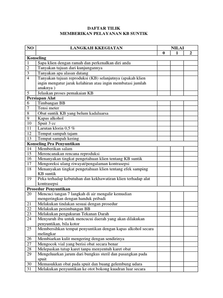 Daftar Tilik KB | PDF | Kesehatan Holistik