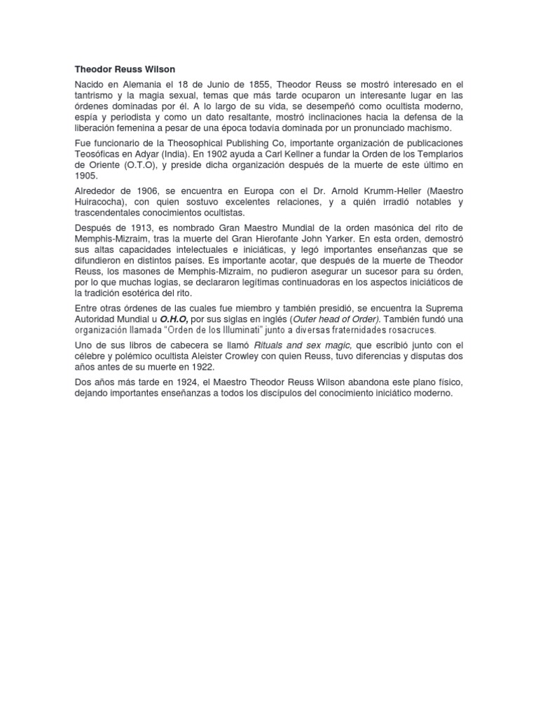 Biografía de Theodor Reuss Wilson | PDF