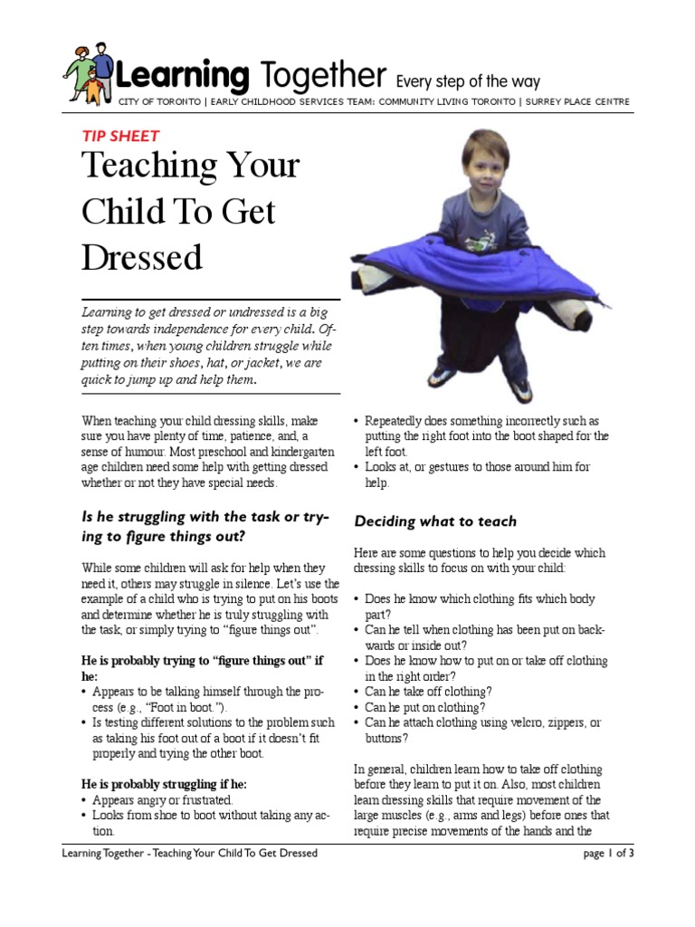 Teaching Your Child To Get Dressed: Learning Together | PDF | Clothing ...