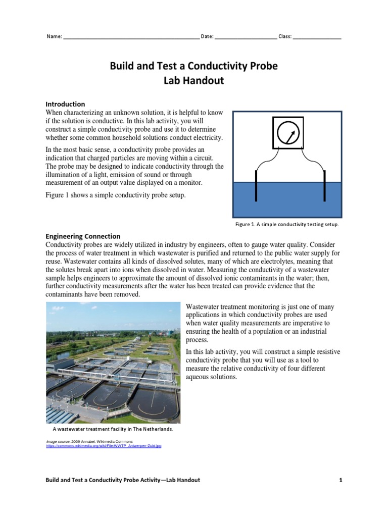 Build and Test A Conductivity Probe Lab Handout | PDF | Electrical ...